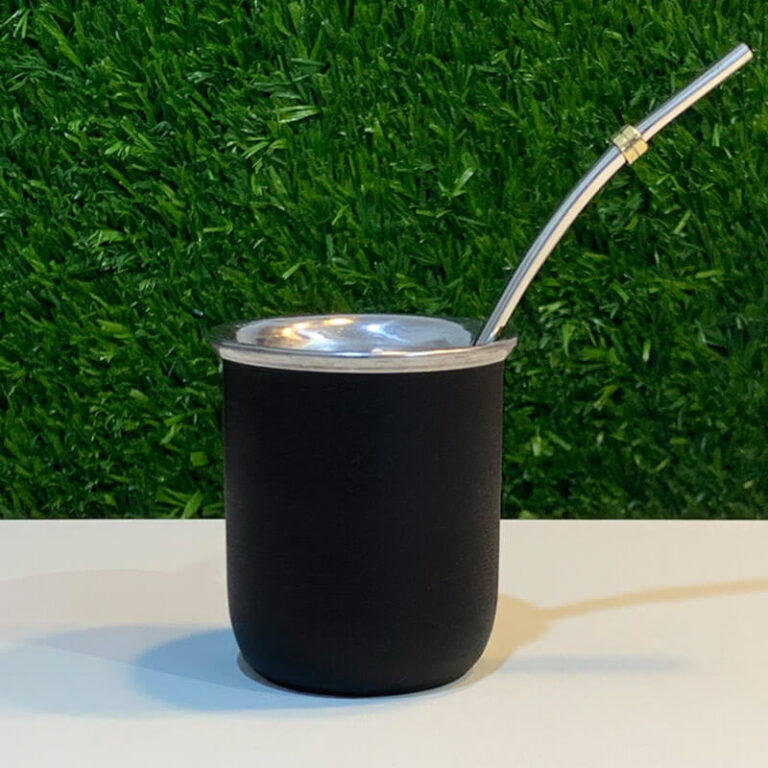 MATE ACERO NEGRO + BOMBILLA PLANA ANCHA – Matete Objetos Mayorista
